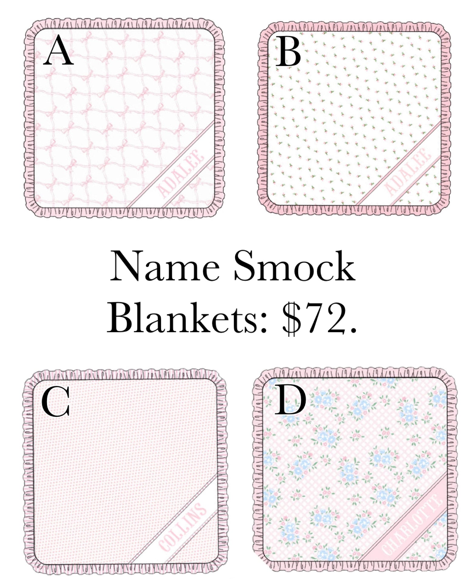 PO82 Girl Name Smock Blankets – Classic Southern Smocks